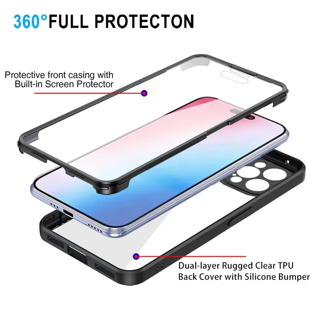 Transparent 360° Full Protection Phone Case with Screen Protector for ...