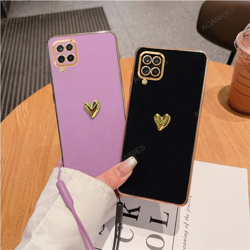 Gold Heart Plating Silicone Soft Case - 3D Design Back Cover for A13 5G ...