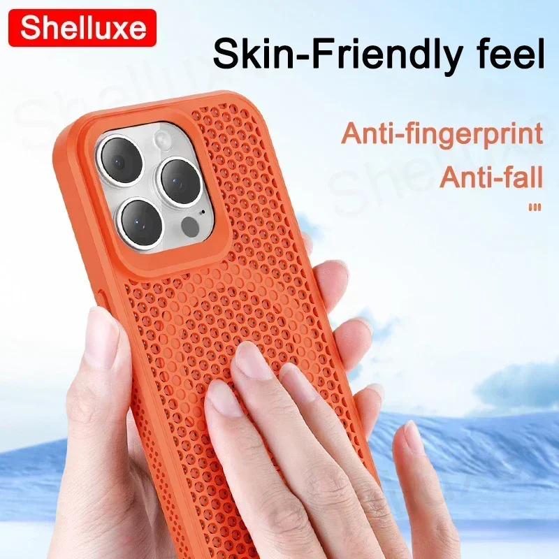 Shelluxe PC Cooling Magsafe Magnetic Case with Heat Dissipation Mesh for iPhone 14 (Purple)