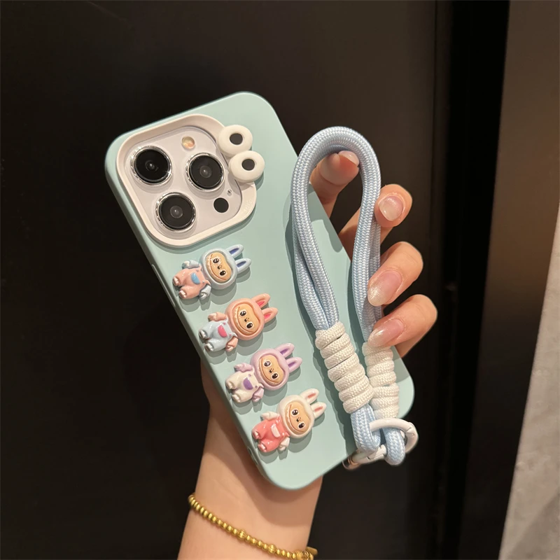 Kawaii 3D Labubu Soft Silicone Phone Case with Wrist Strap for Huawei ...