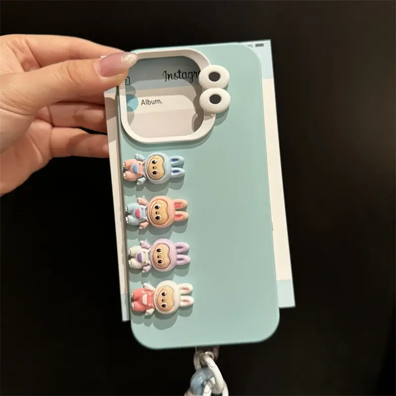 Kawaii 3D Labubu Soft Silicone Phone Case with Wrist Strap for Huawei ...