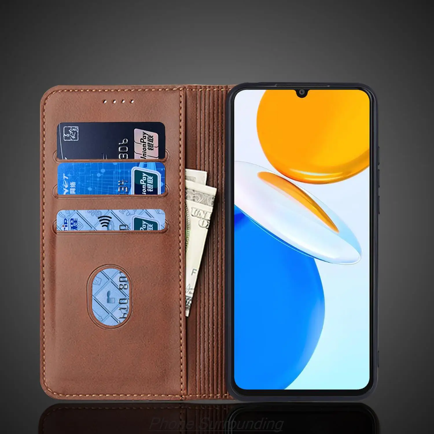 Magnetic Attraction Leather Flip Wallet Case with Card Holder for CaSE ...