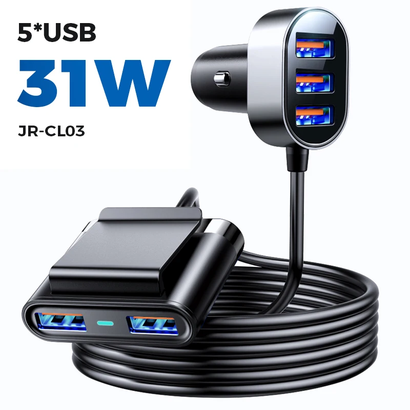 High-Power Multi-Port Car Charger with Fast Charging and Cable for 5 ...