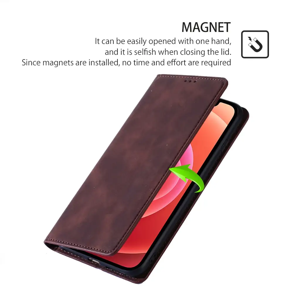 Premium Leather Magnetic Flip Wallet Case with Card Slot for OPPO Reno ...