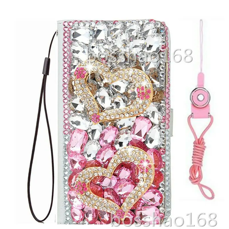 Glamorous Rhinestone Bling Wallet Case - PU Leather Flip Protective ...